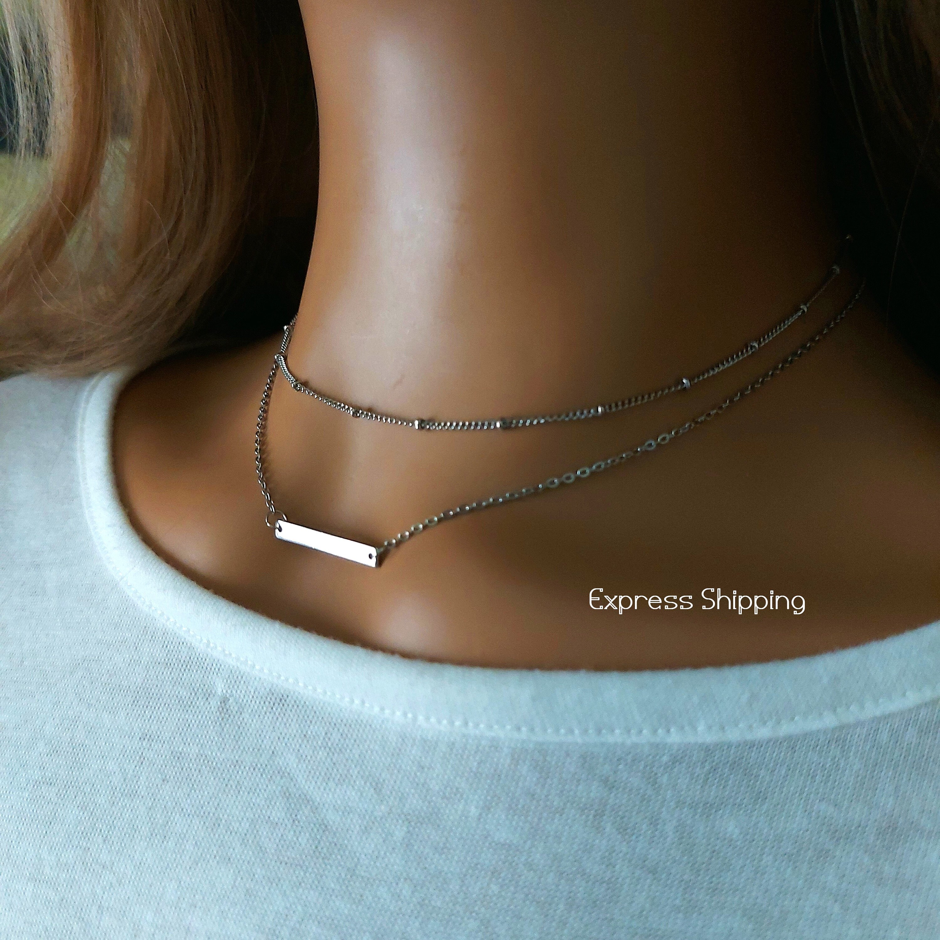 Double Layered Chain Stainless Steel Necklace Gift For Her | Etsy