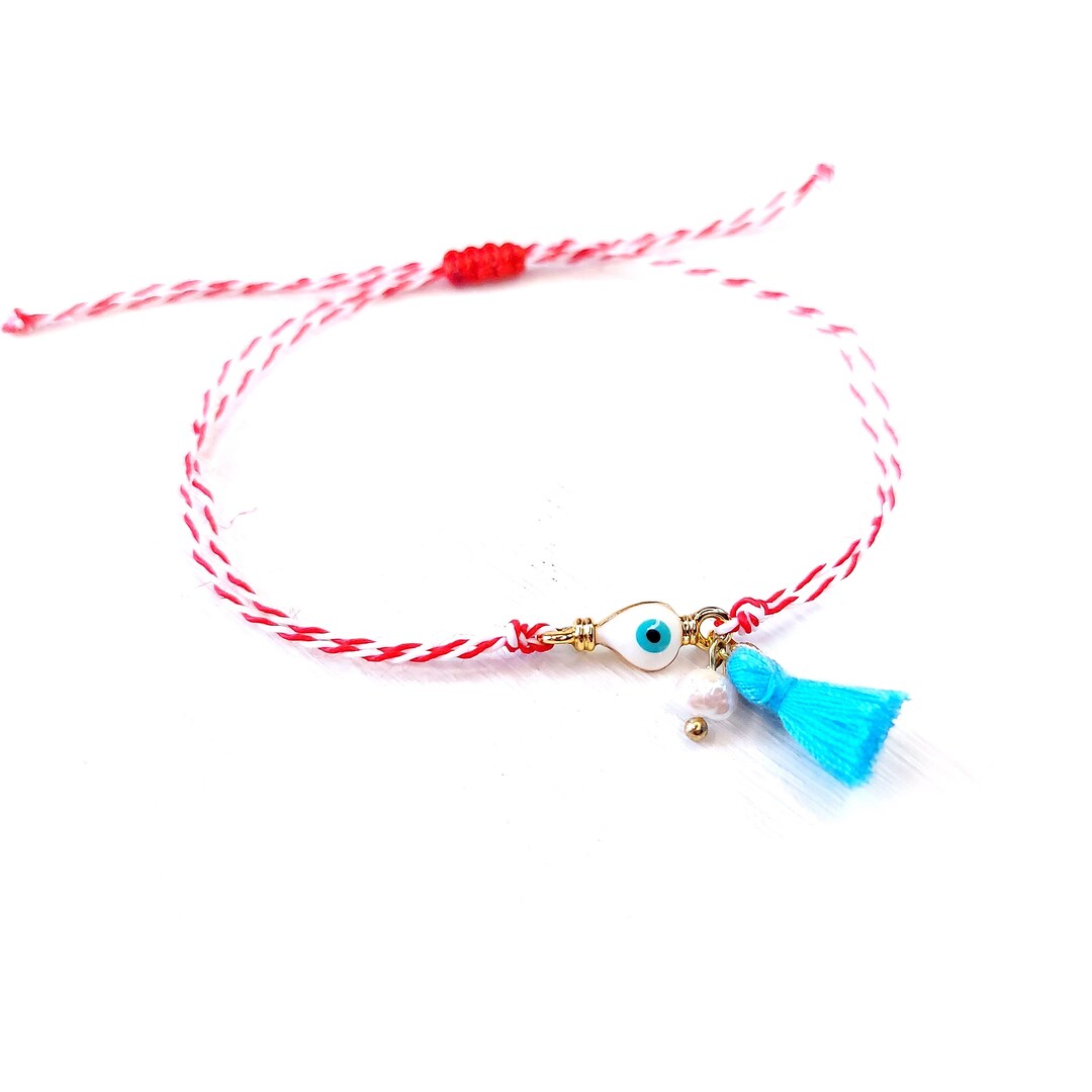 Greek Evil Eye Martaki March Spring Bracelet, Red String Bracelet - Etsy