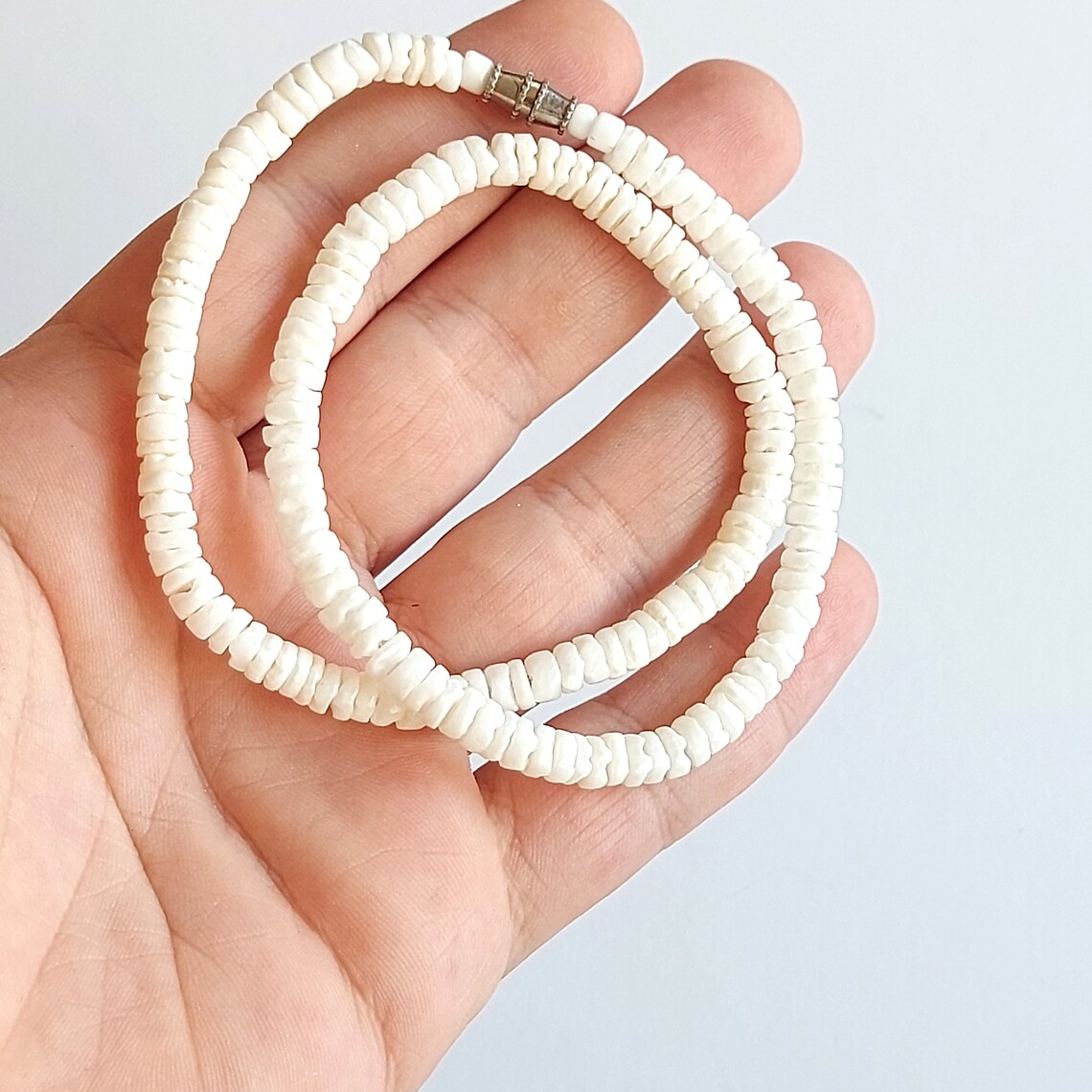 White Puka Sea Shell Necklace Choker Ocean Beach Heishi - Etsy