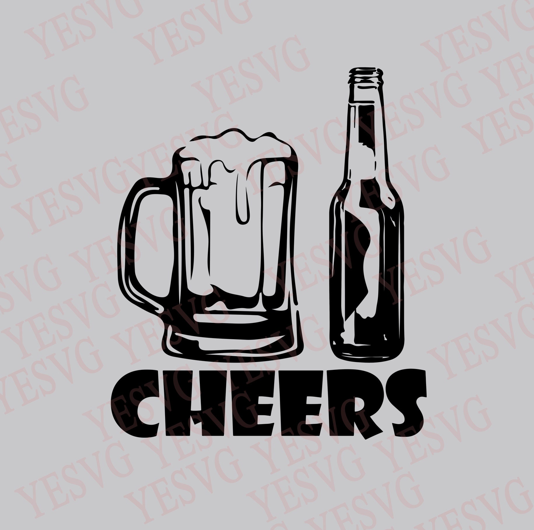 Cheers Svg Beer Bottle Beer Glass Foaming Ice Cold Drinks - Etsy