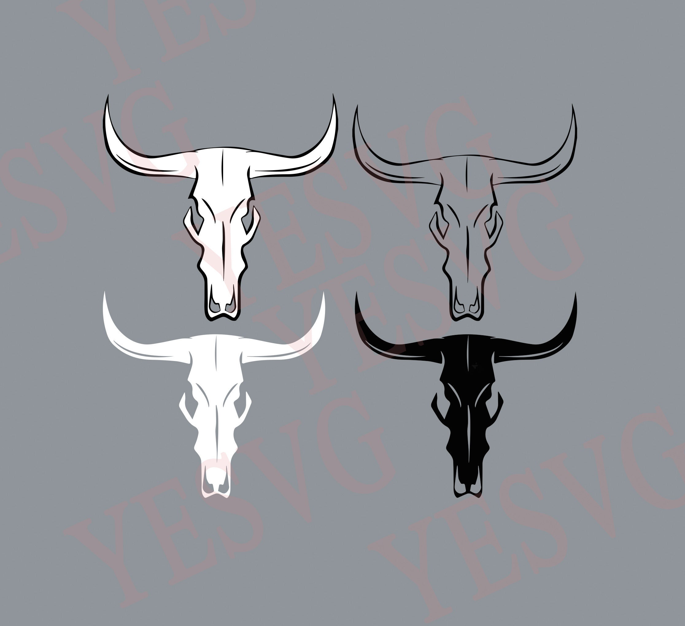 Art & Collectibles Digital Drawing & Illustration Cow Skull SVG Bull ...