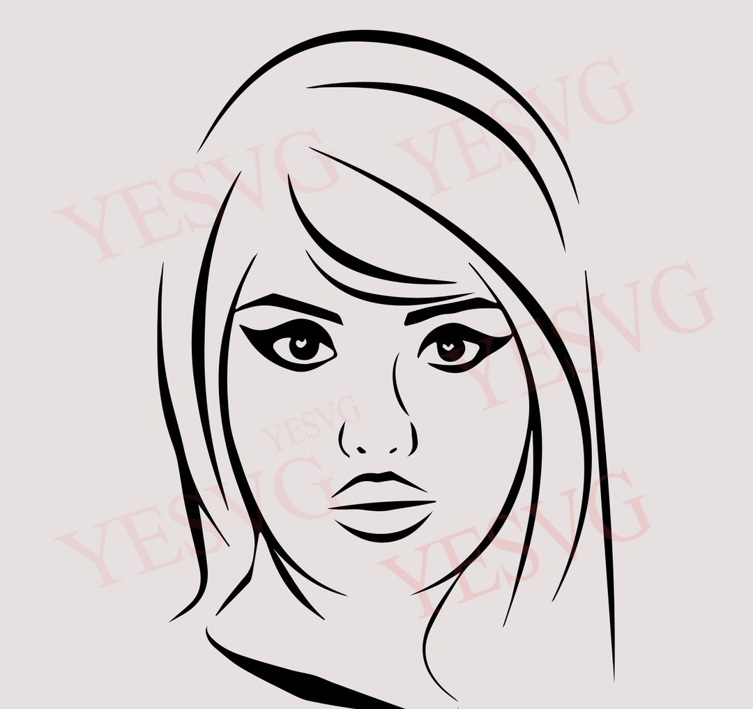 Woman's face svg file, Woman face svg, Female face svg, Face clipart ...