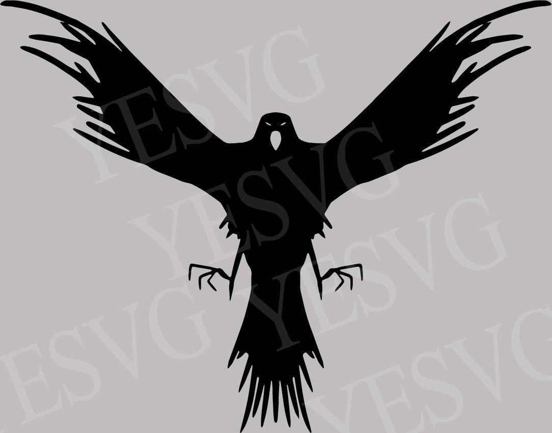 Raven Svg Black Bird Svg File Crow Clipart Svg Flying Raven Svg Cut
