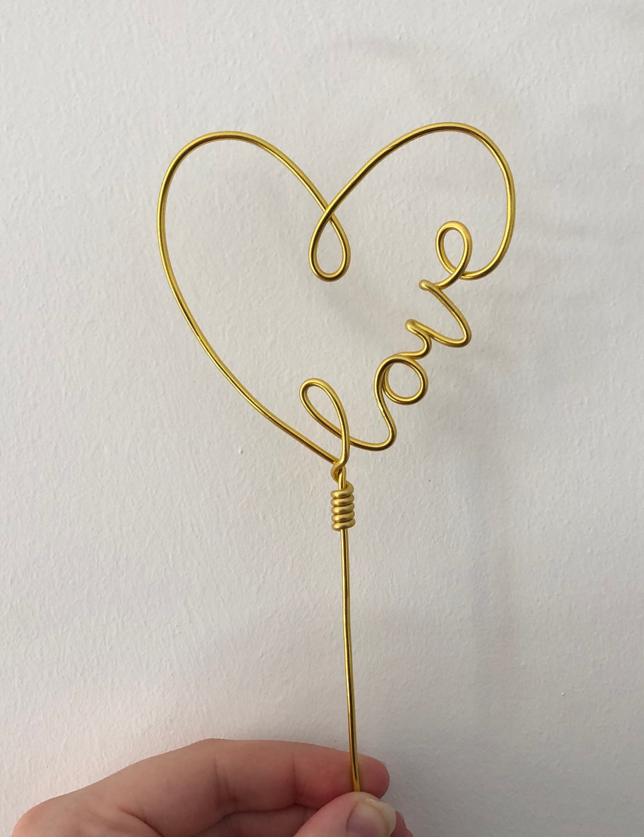 Heart cake topper with 'love' detail handmade | Etsy