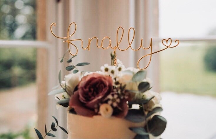 Finally cake topper handmade wire wedding postponement | Etsy
