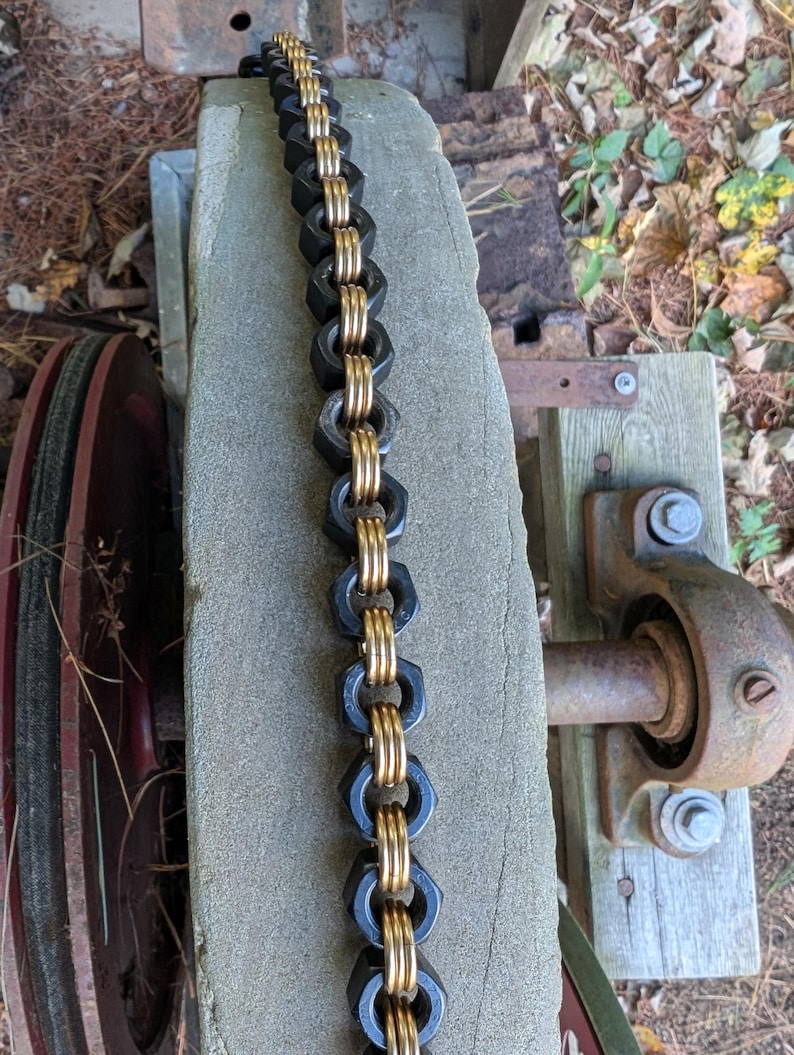 Black and Brass Nut Wallet Chain - Etsy