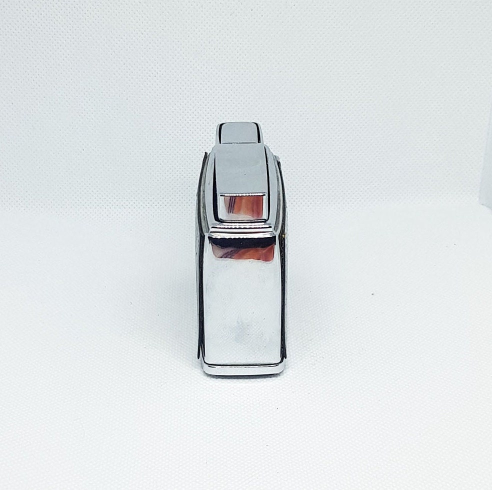 Vintage Black Leither Large Table Lighter FISHER Butane Lighter Made in ...