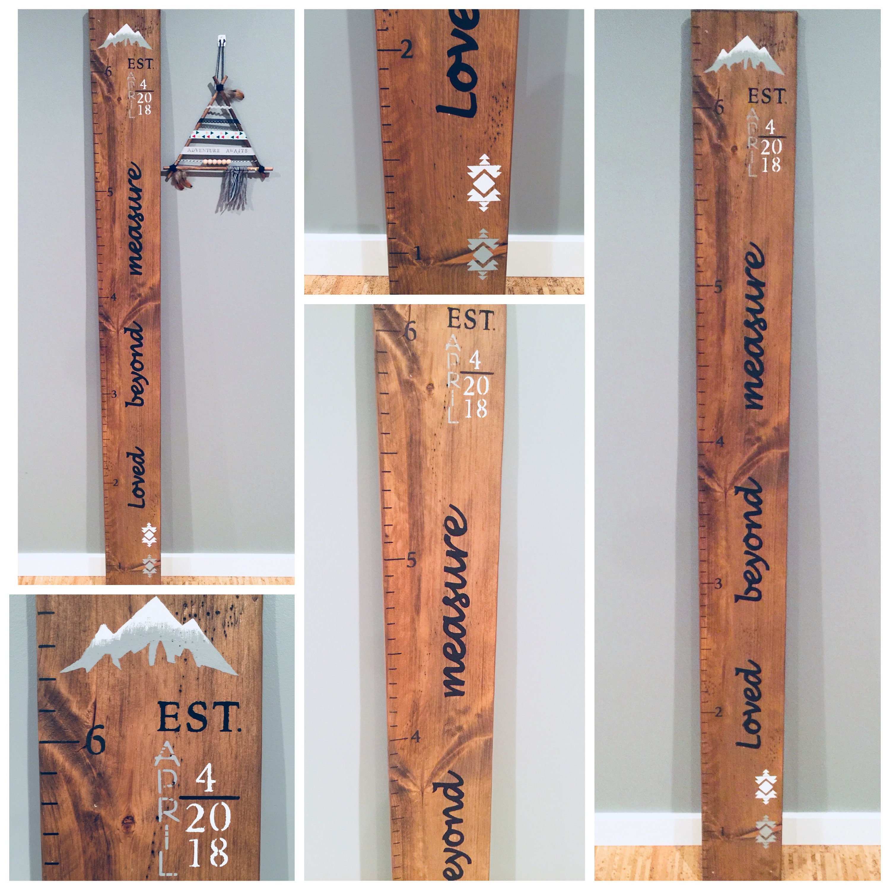 Growth Ruler, Wood Growth Chart, Wood Ruler, Nursery Growth Board - Etsy