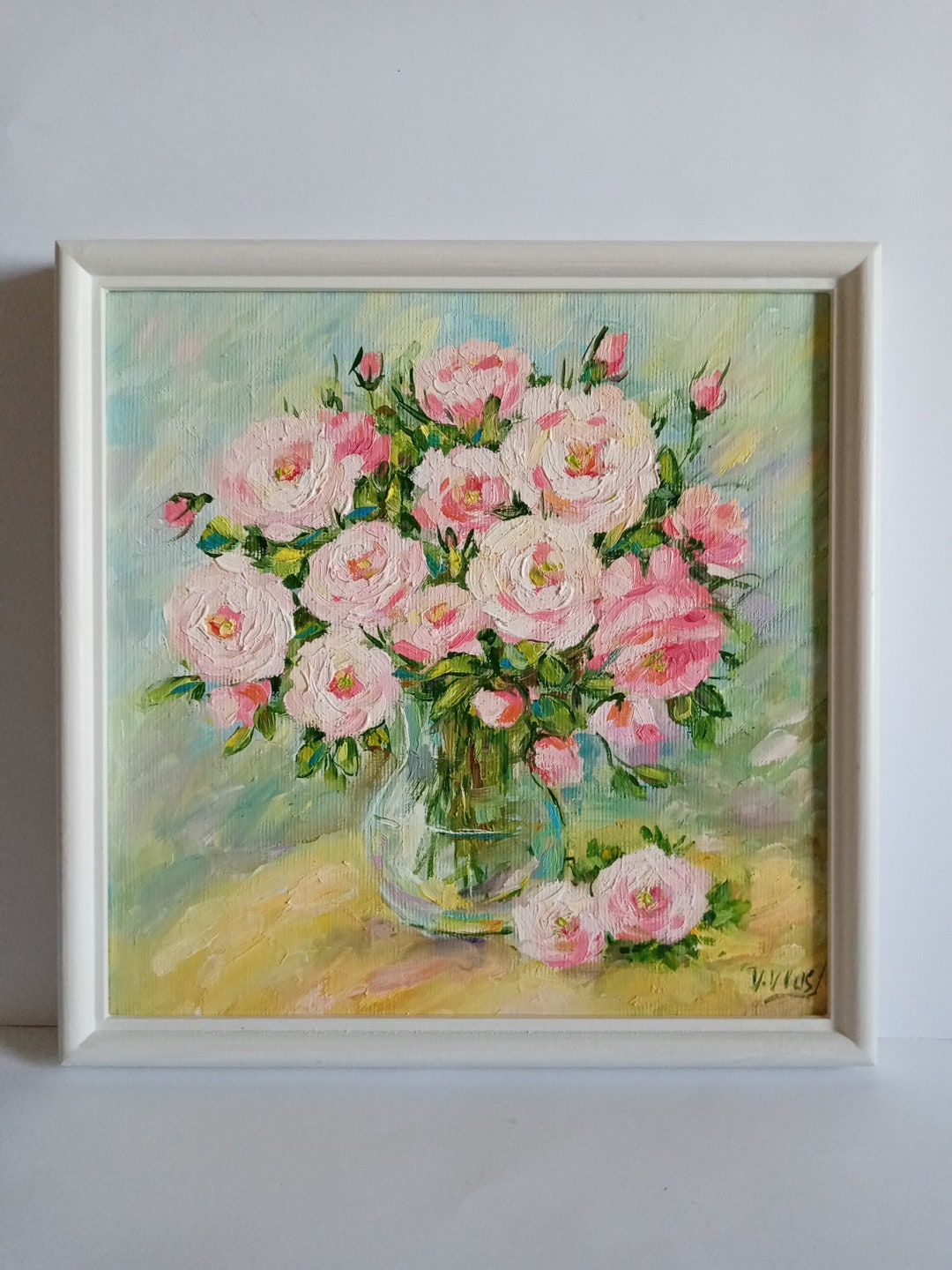 Roses. Original Oil Painting on Stretched Canvas. Pink - Etsy