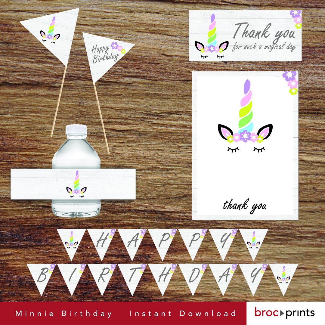 Unicorn INSTANT DOWNLOAD PRINTABLE / Pastels Colorful Birthday - Etsy