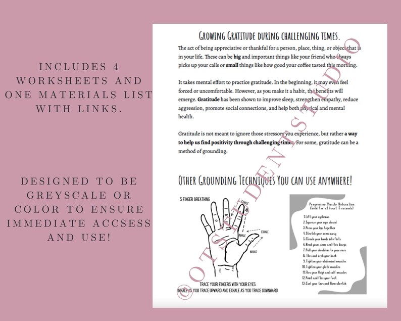 Gratitude and Grounding Worksheets Mental Health Handouts - Etsy