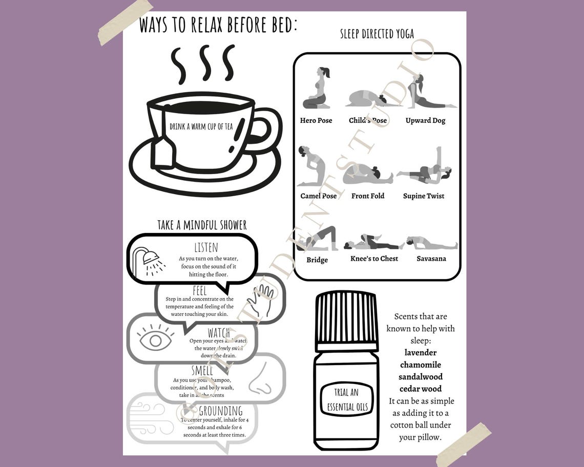 Sleep Hygiene Handout: Healthy Night Routine, Coping Skills (printable ...