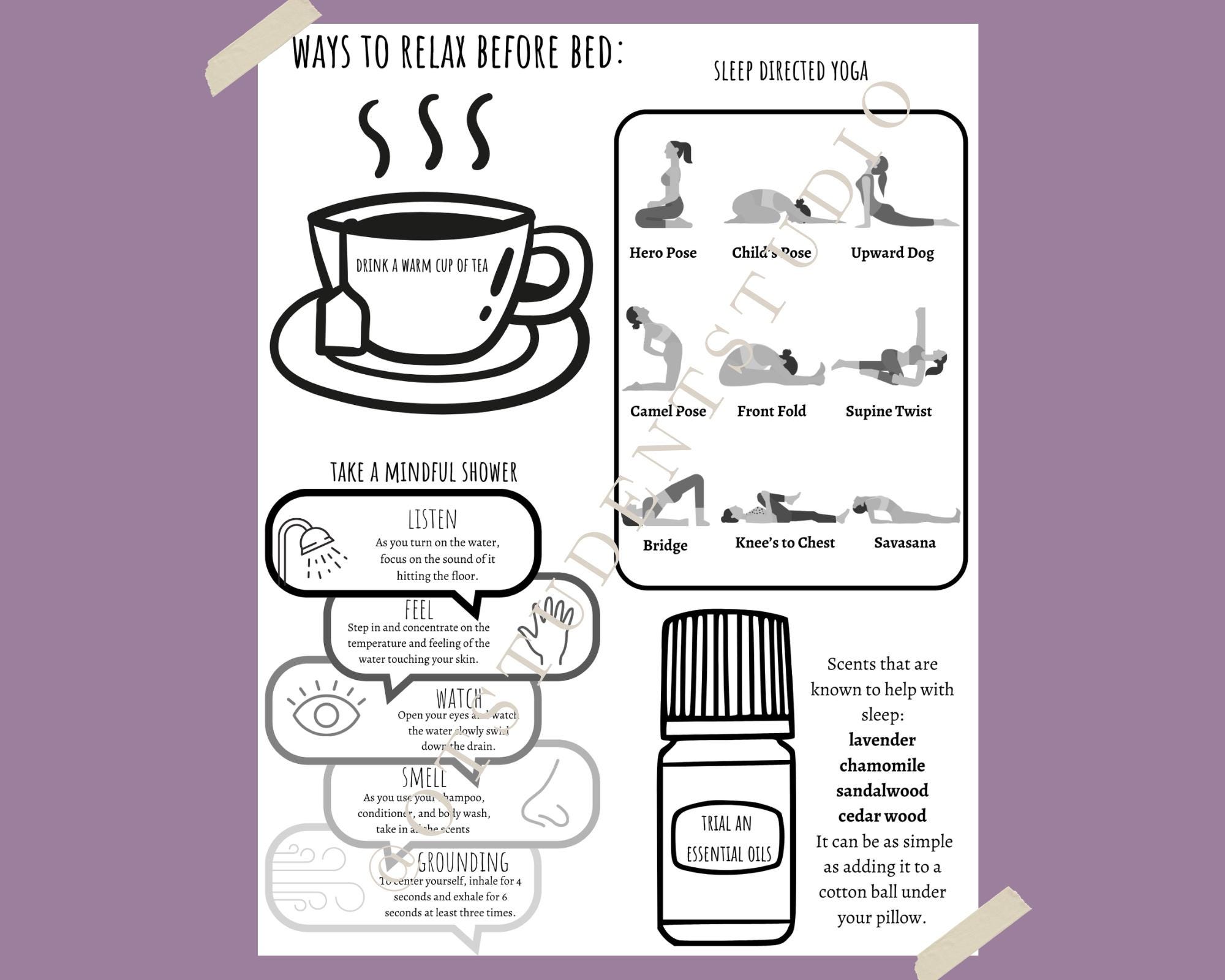 Sleep Hygiene Handout: Healthy Night Routine, Coping Skills (printable ...