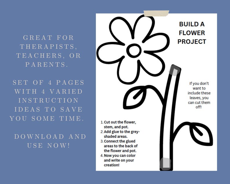 Build-a-flower Printable Craft: Therapy Activity for Kids - Etsy Australia