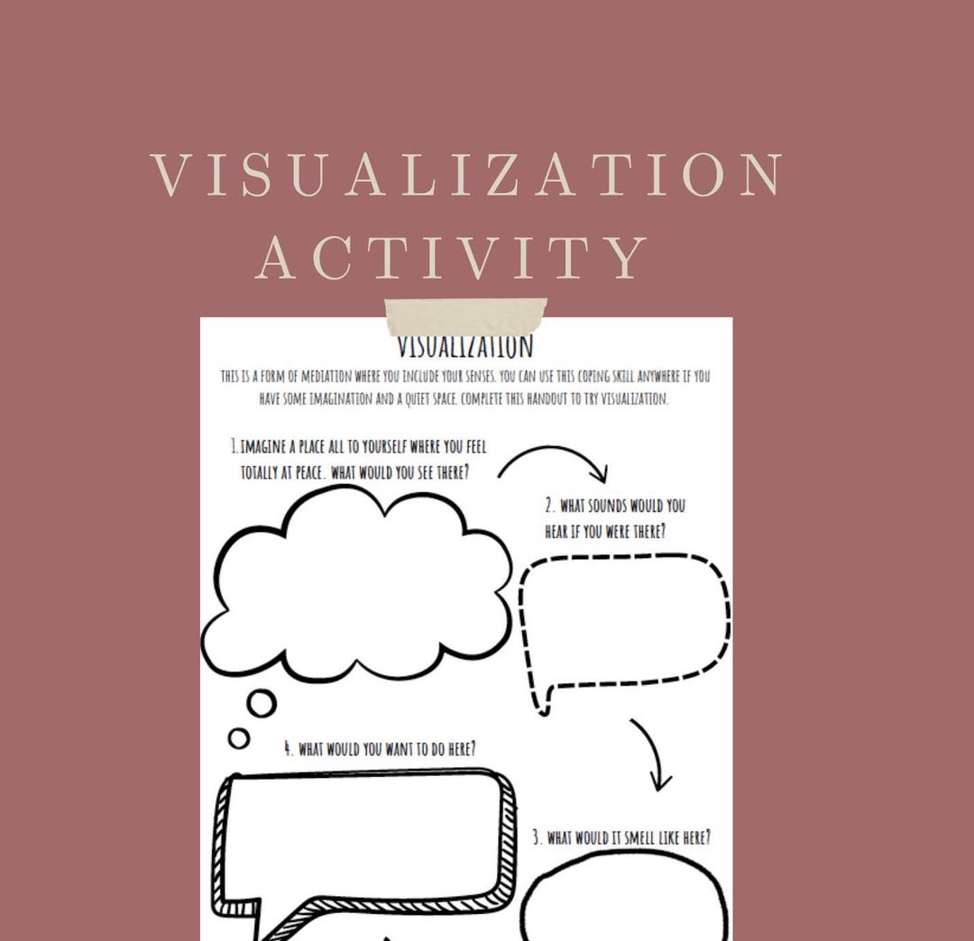 Visualization Activity Worksheet, Grounding Handout, Therapeutic ...