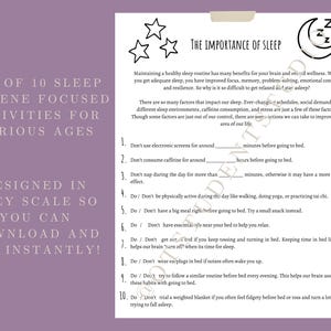 Sleep Hygiene Handout: Healthy Night Routine, Coping Skills (printable ...