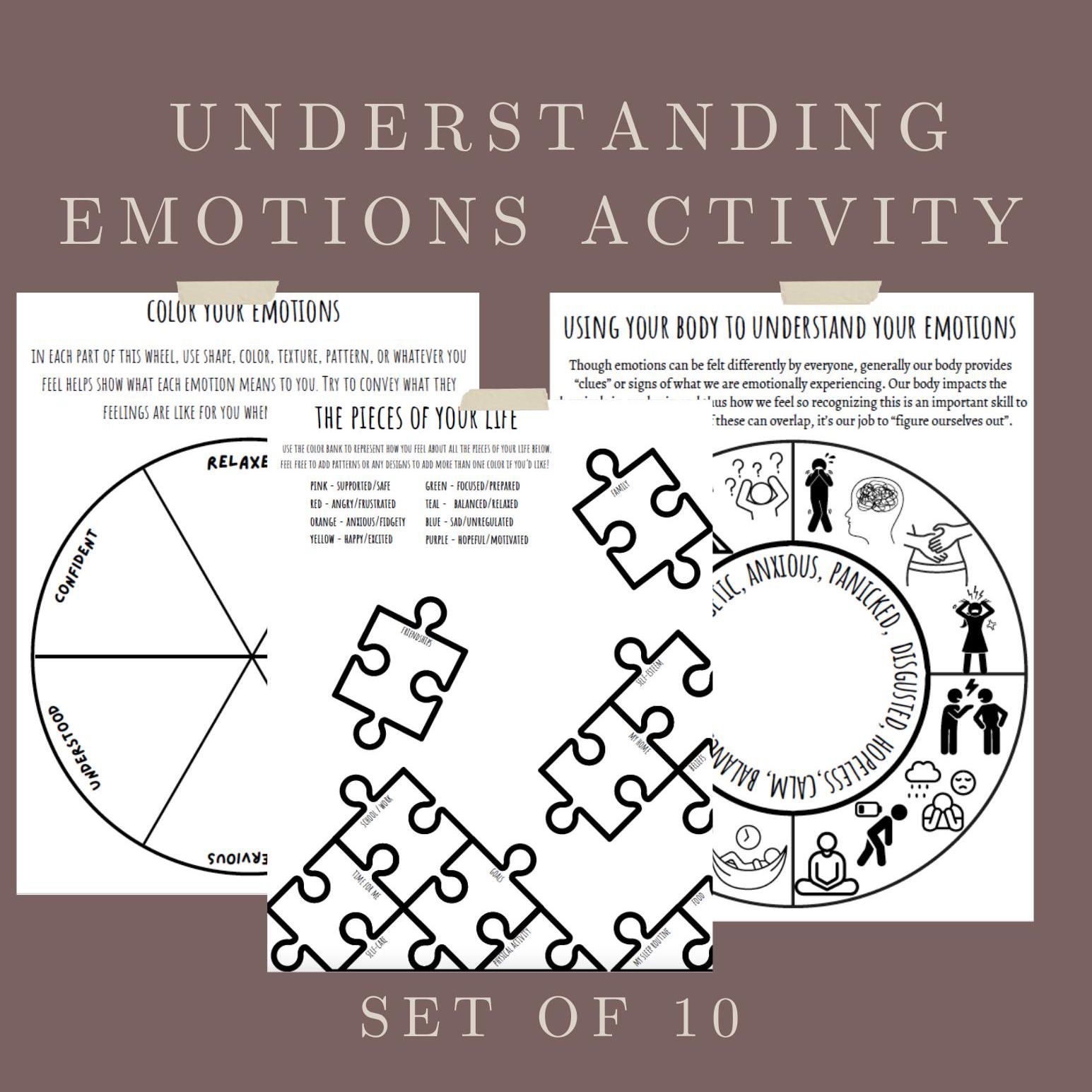 Emotions Activity Set: Mental Health, Emotion Wheel (digital Download ...