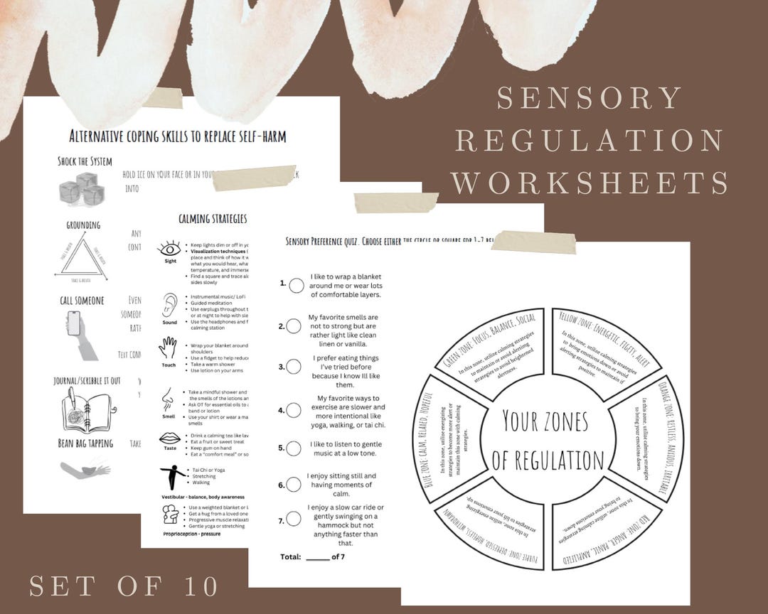 Sensory Regulation Worksheets: Coping Skills & Calming Strategies - Etsy