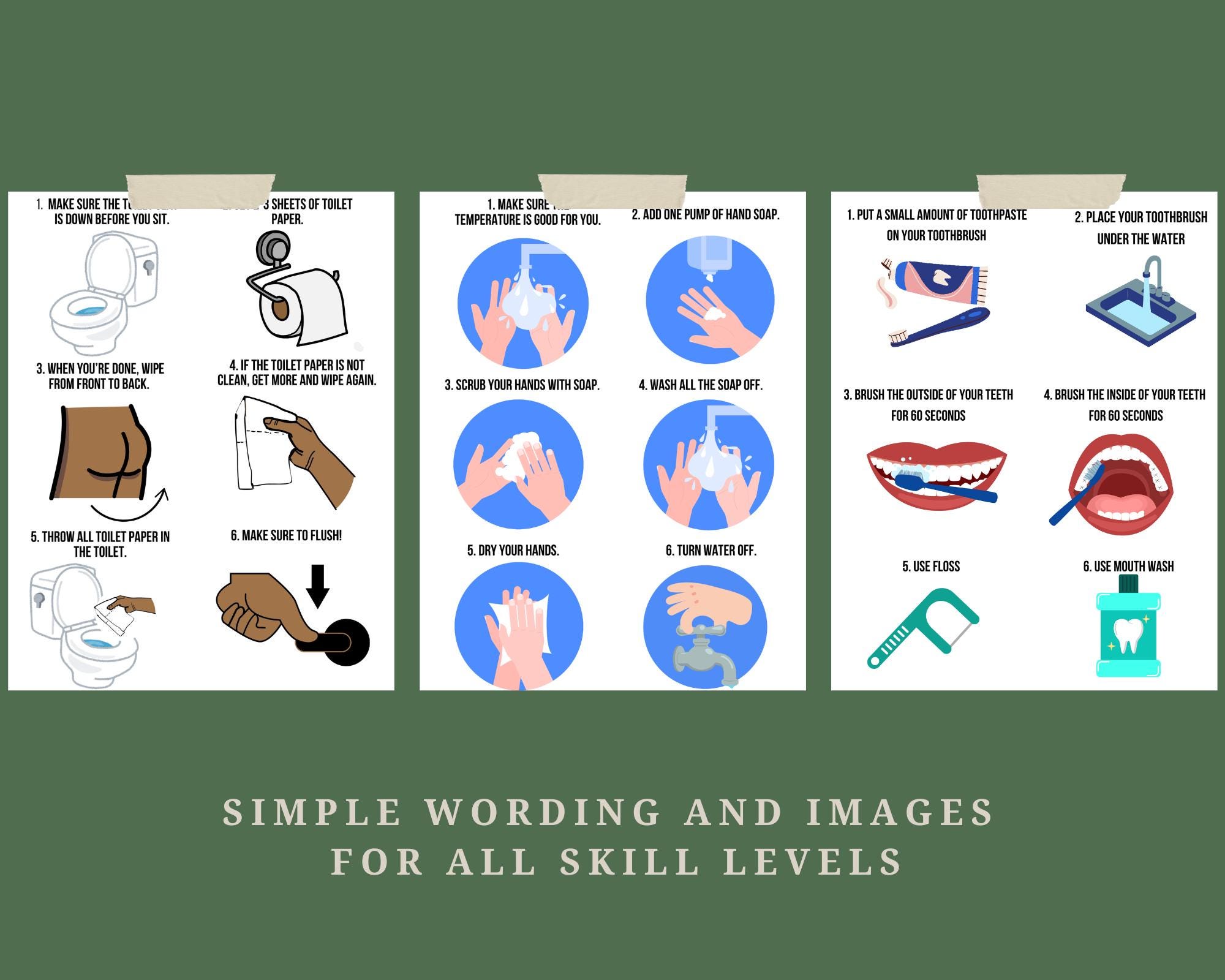 Hygiene Reminders, Self Care Visual Aids, Showering Reminders, Hygiene ...