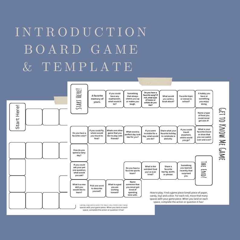 Get to Know Me Game, Board Game Template, Introduction Games ...