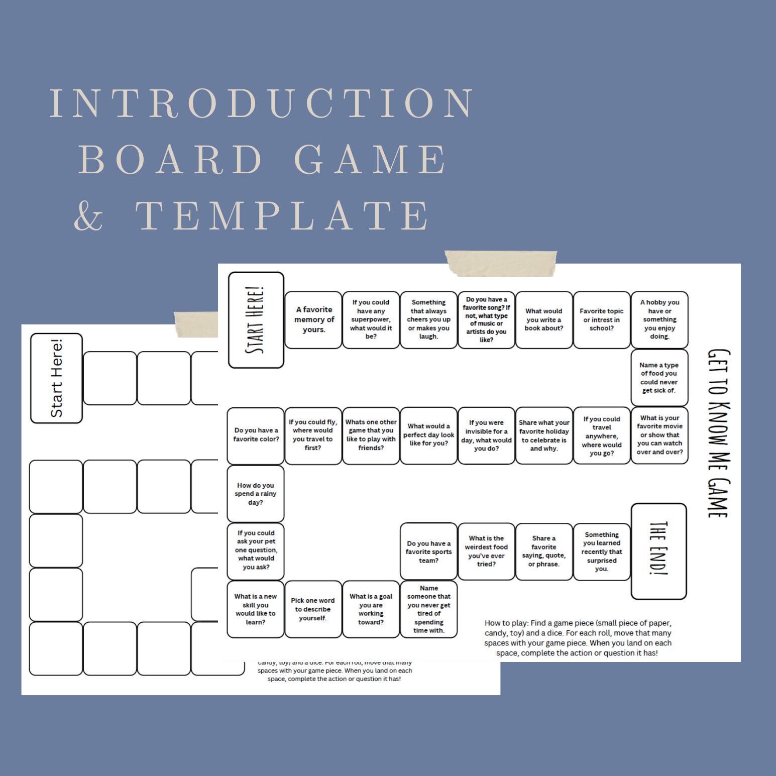 Get to Know Me Game, Board Game Template, Introduction Games ...