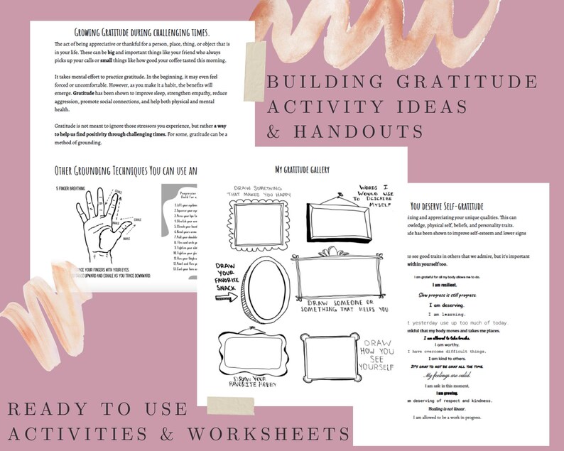 Gratitude and Grounding Worksheets Mental Health Handouts - Etsy