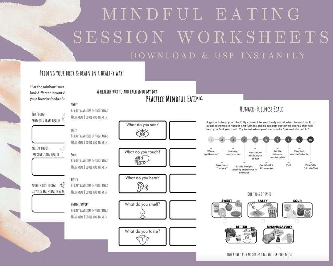 Mindful Eating Session Handouts, Occupational Therapy Interventions ...