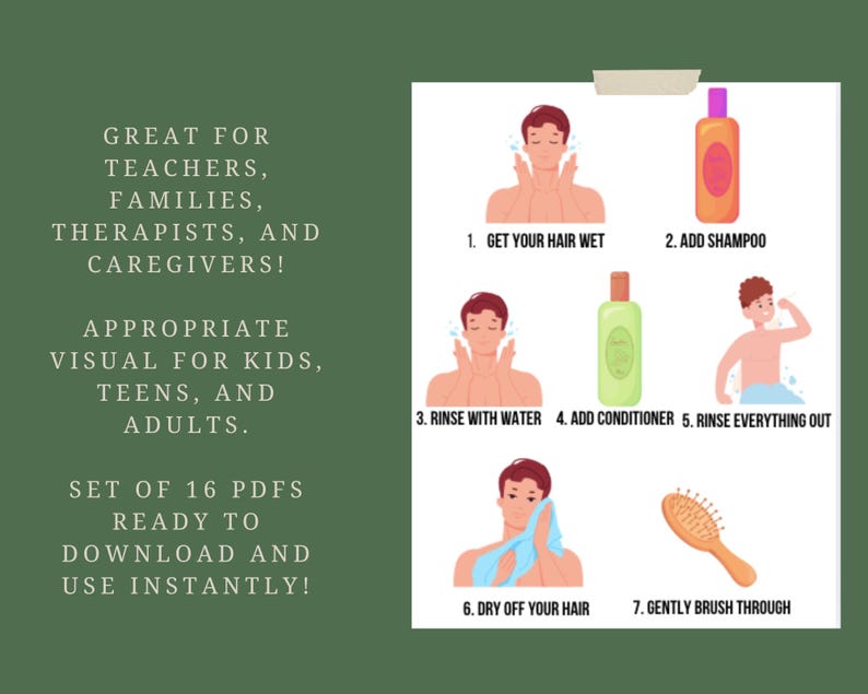 Hygiene Reminders, Self Care Visual Aids, Showering Reminders, Hygiene ...