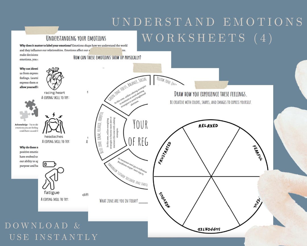 Understand Emotions Worksheet, Mental Health Handouts, Therapy ...