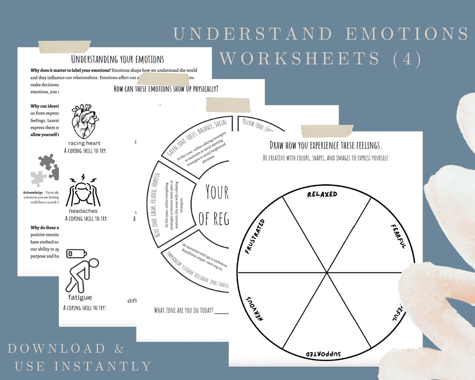 Understand Emotions Worksheet, Mental Health Handouts, Therapy ...