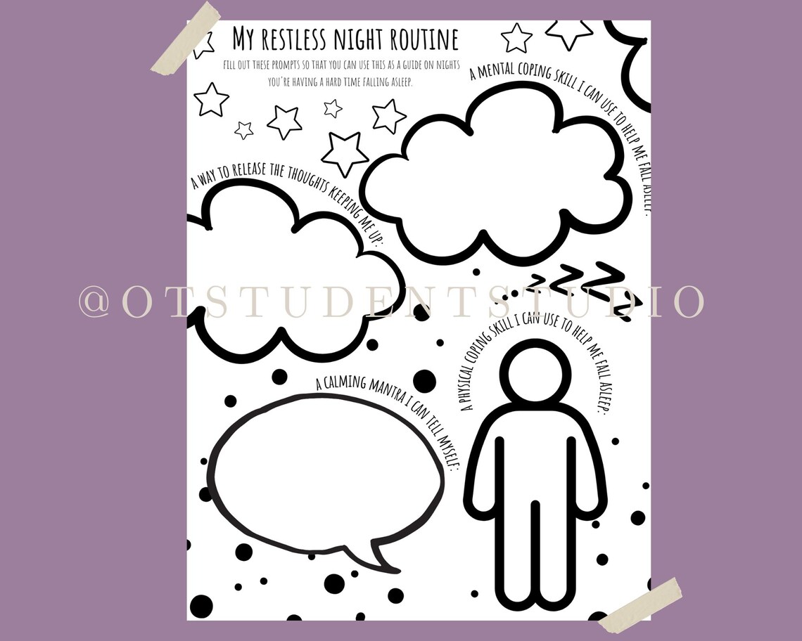 Sleep Hygiene Handout: Healthy Night Routine, Coping Skills (printable ...