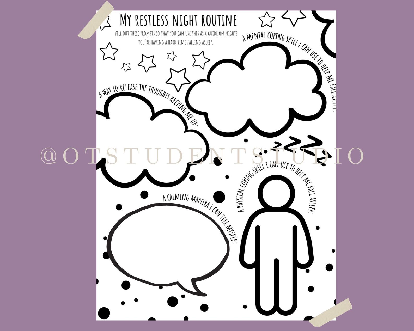 Sleep Hygiene Handout: Healthy Night Routine, Coping Skills (printable ...