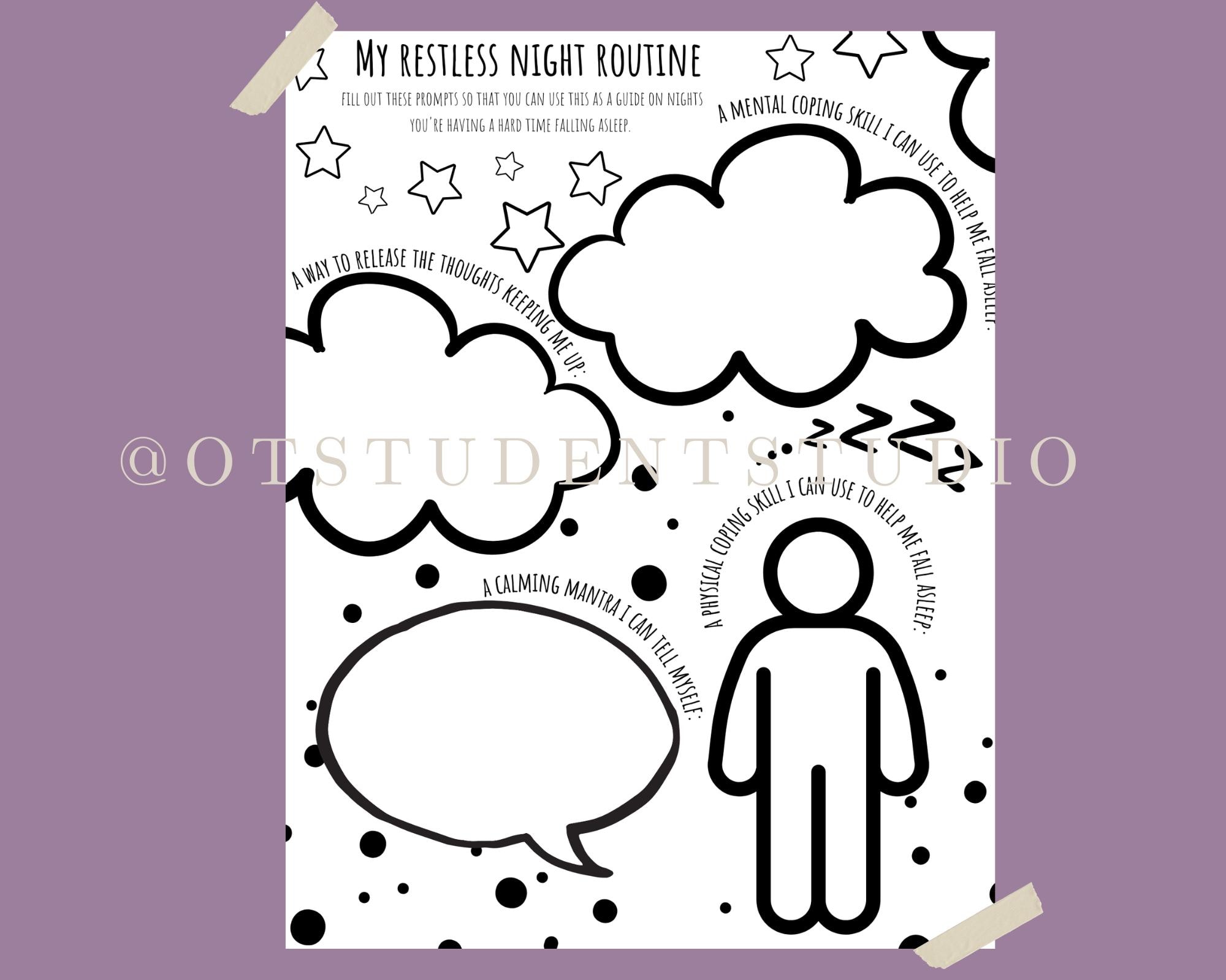 Sleep Hygiene Handout: Healthy Night Routine, Coping Skills (printable ...