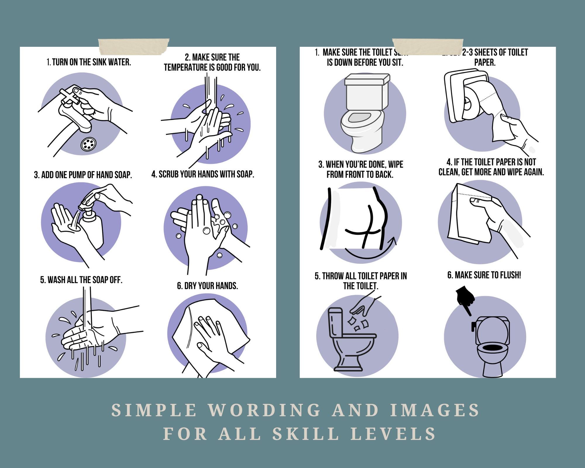 Toileting & Handwashing Visual Guide: Bathroom Routine (digital ...