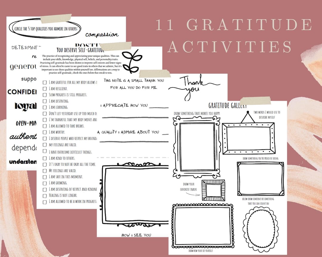 Gratitude Activity Set, Growing Self-esteem Worksheets, Showing ...