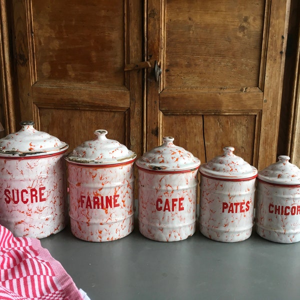 Red White Canisters - Etsy