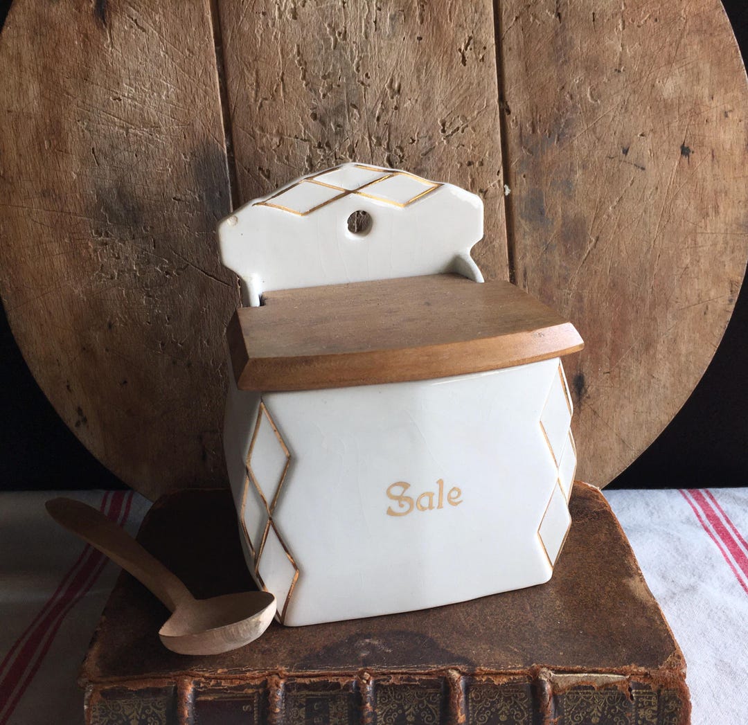 Vintage Italian Porcelain Salt Box, Art Deco Kitchen Decor - Etsy