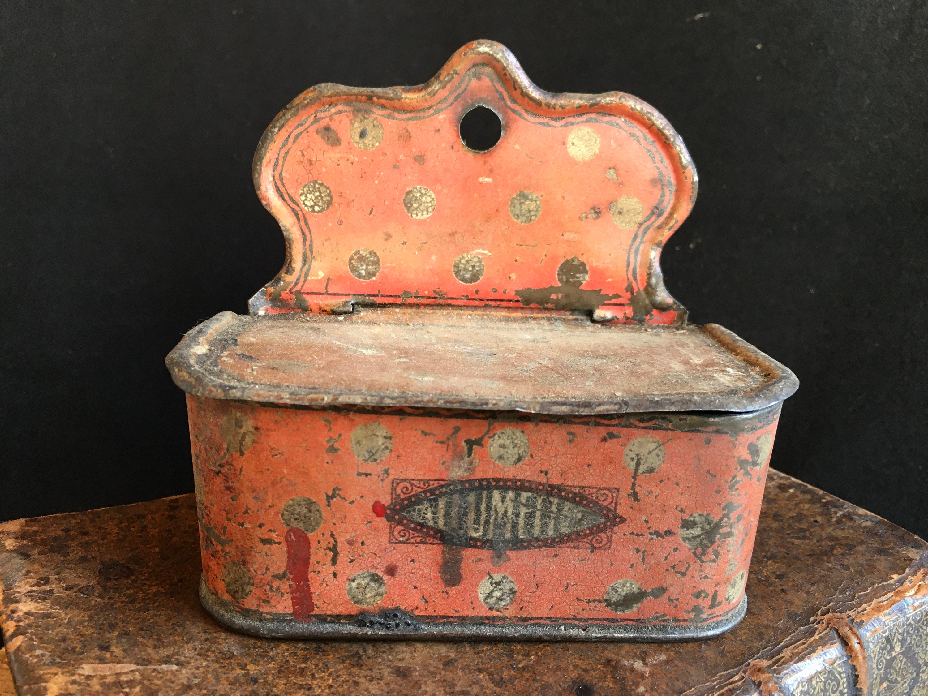 collectible match box container Antique tole ALLUMETTES BOX Art Nouveau ...