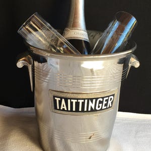 Vintage French TAITTINGER Chromed With ENAMEL Labels, 1950s Champagne ...