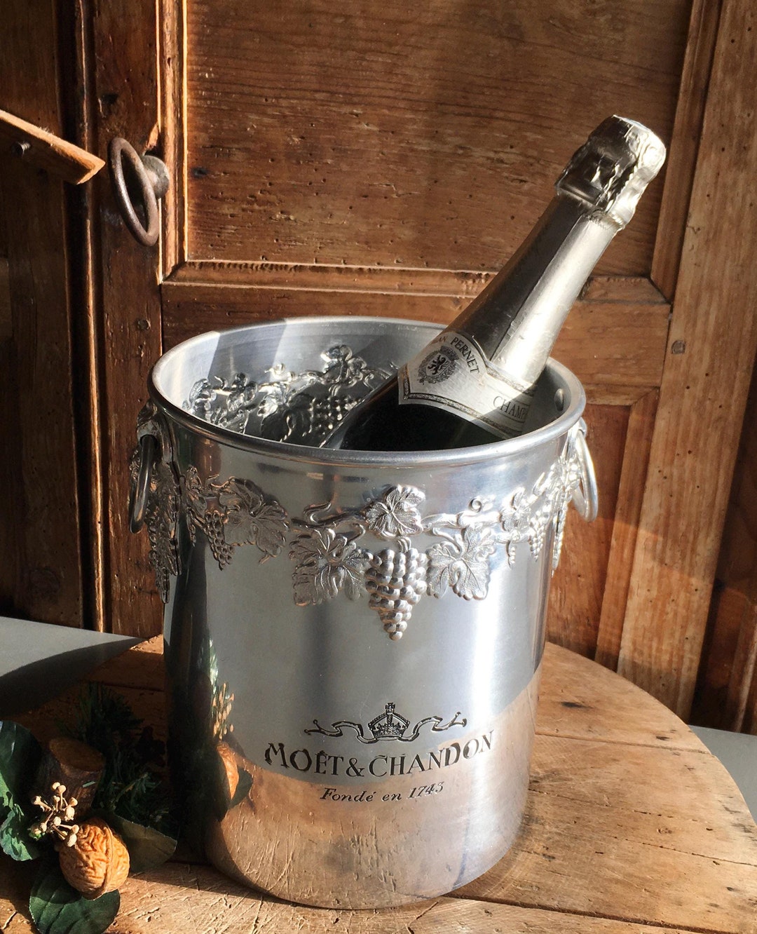 MOET & CHANDON Vintage French, Metal Champagne, Wine Cooler, Ice Bucket ...