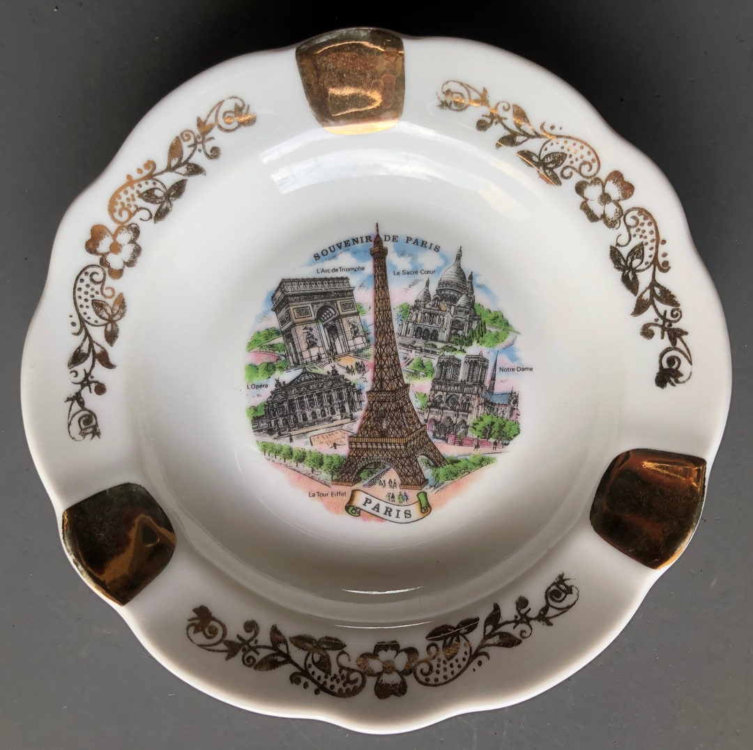 A SOUVENIR De PARIS, Ash Tray, Ashtray, Ring Dish. Eiffel Tour, Sacre ...