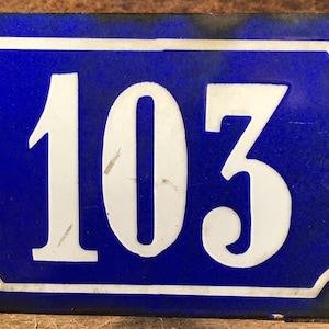 Vintage French ENAMEL House Number 103 White on Bleu. Authentic. - Etsy
