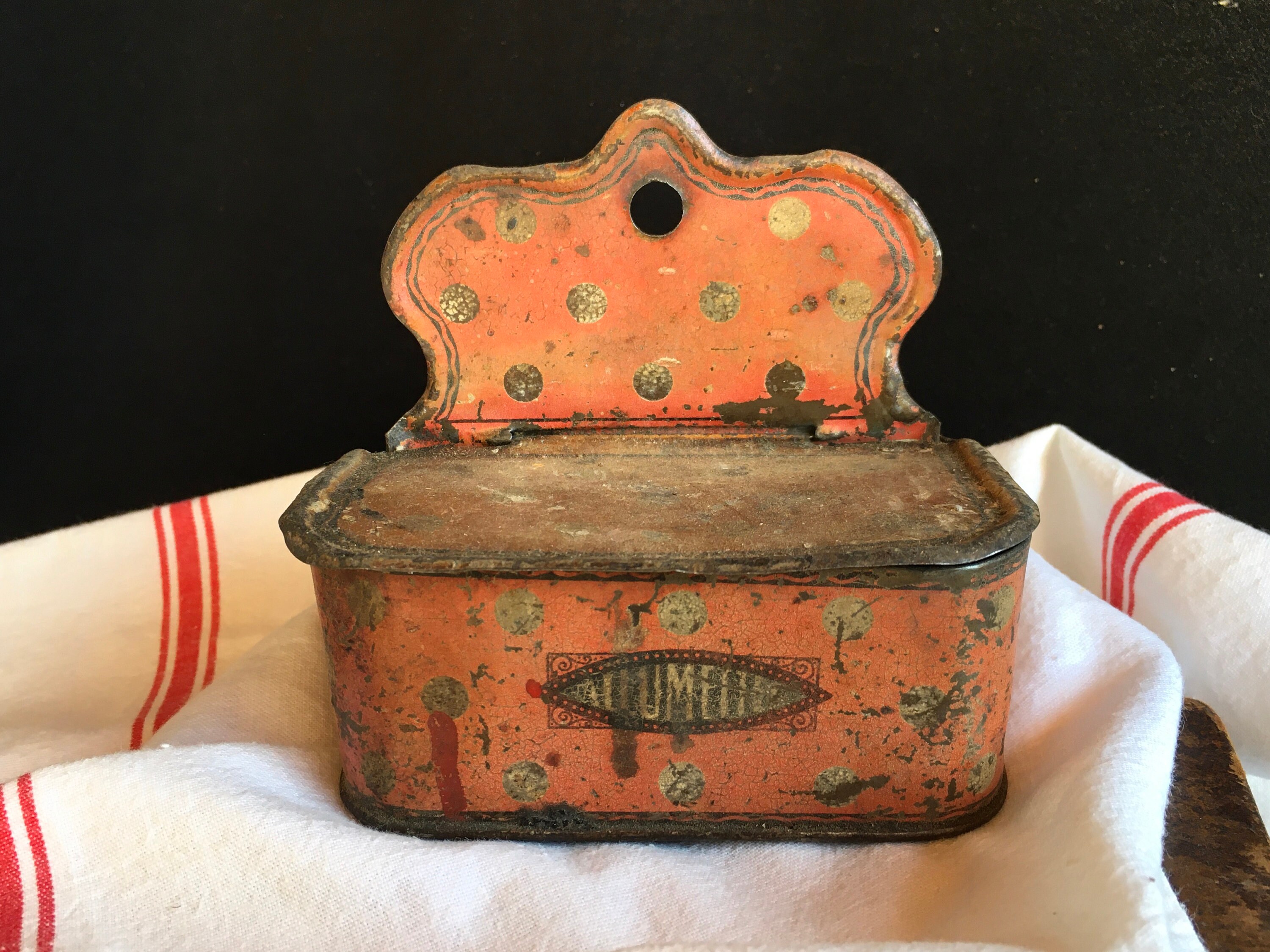 collectible match box container Antique tole ALLUMETTES BOX Art Nouveau ...