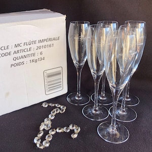 6 Vintage MOET & CHANDON Flûte Impériale, Champagne Glasses, Flutes, in ...