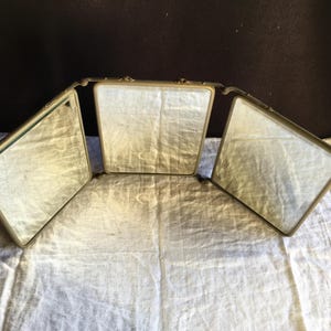 BEVELLED 1950s French Barbers Mirror, TRIPTYCH, TRIPTYQUE, Trifold ...