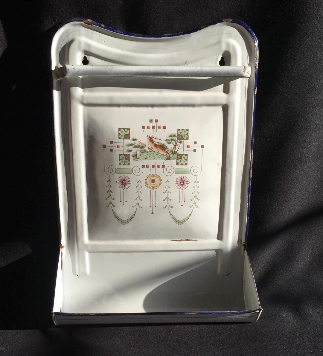 ENAMEL Vintage French Utensil Rack, Kitchen Implements Holder ...