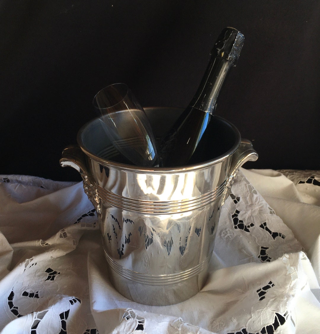 Vintage French 1930 CHROMED Champagne Bucket, Wine Cooler. Vine Leaf ...