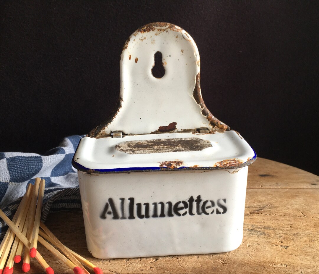 Vintage French Enamel Kitchen ALLUMETTES , Match Box - Etsy