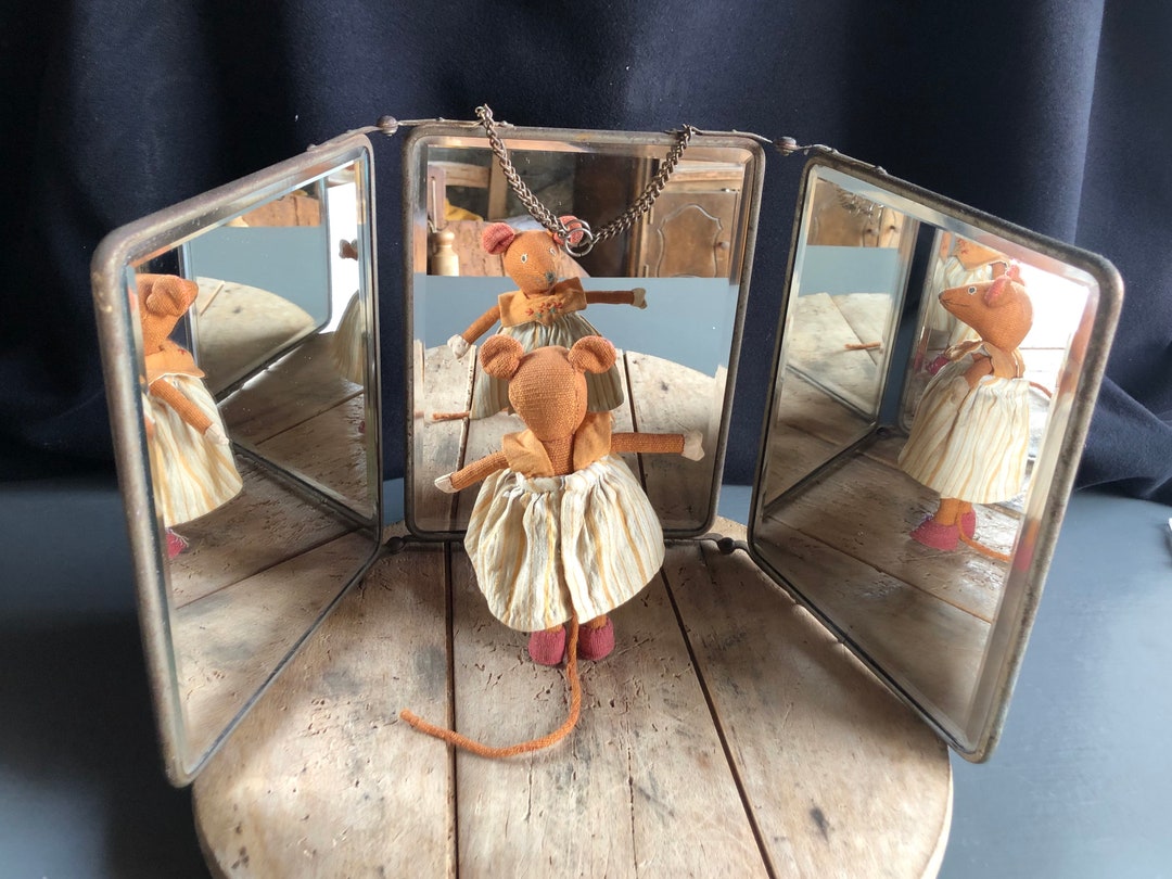 Vintage French 1950s Barbers Mirror, TRIFOLD, TRIPTYCH, TRIPTYQUE ...