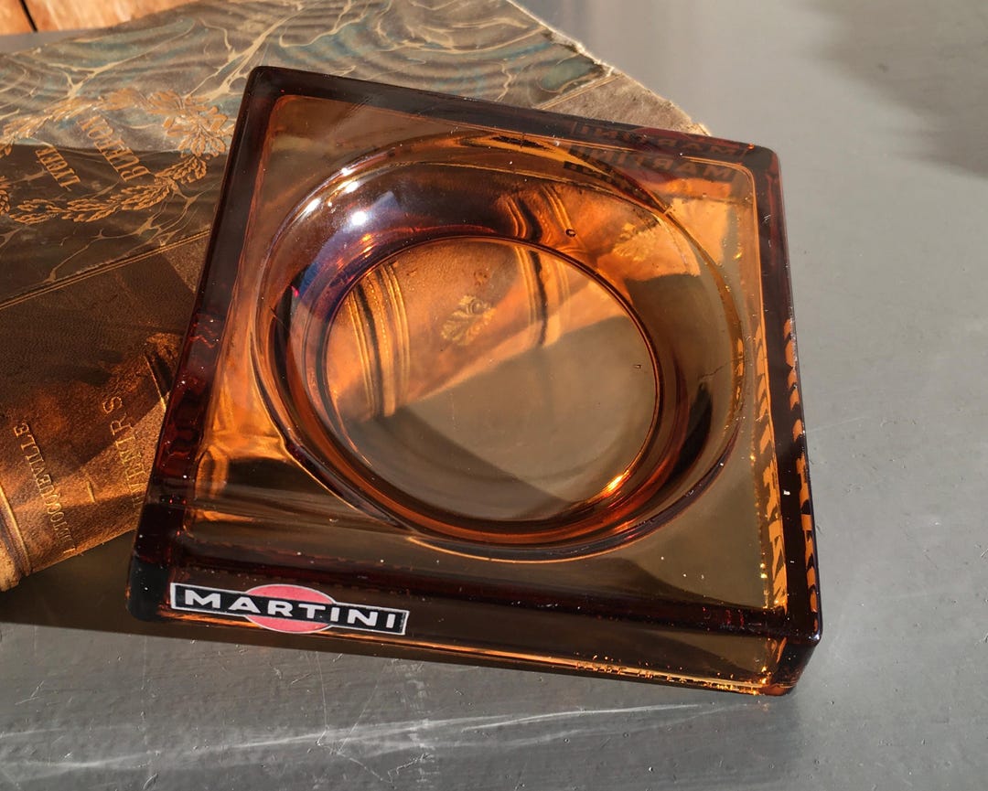 1960s Martini Logo Ashtray, Amber Glass, Retro Bar Decor - Etsy